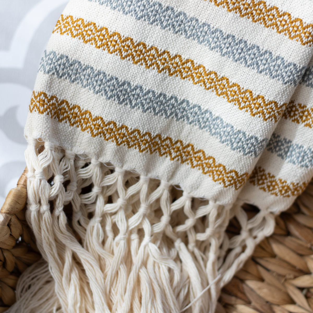 Handwoven Mexican Rebozo in Mustard and Grey – Organic Cotton Shawl ...